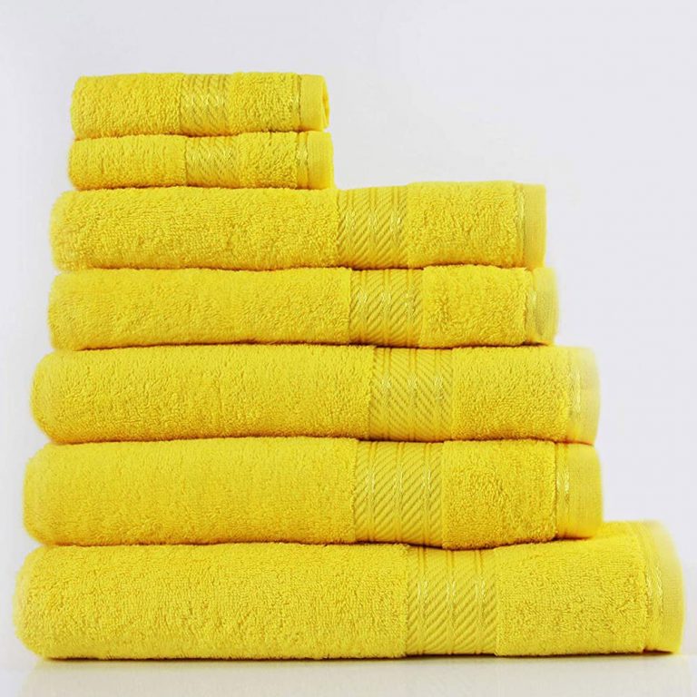 Sunshine Yellow Towels - Egyptian Cotton Striped Border detail